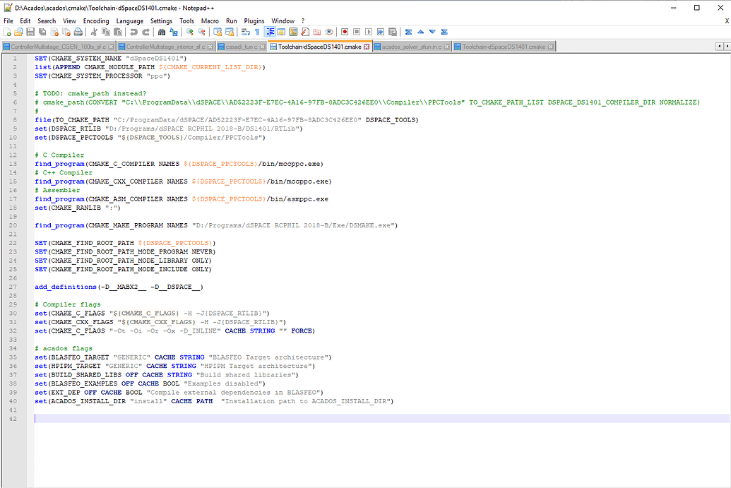 Problem with cross-compiling of acados for DS1401 - User Questions ...